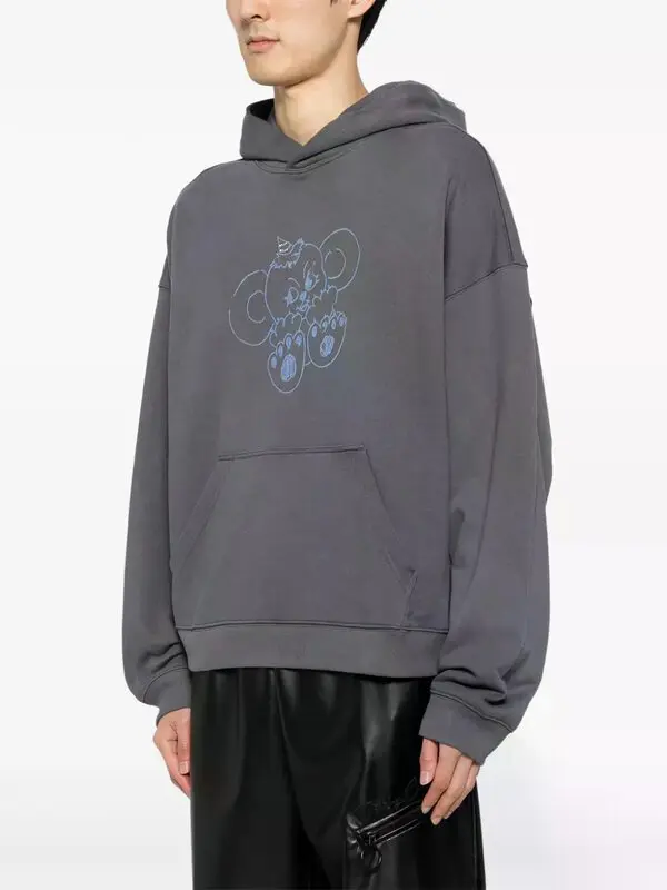 We11Done Monster Print Cotton Hoodie