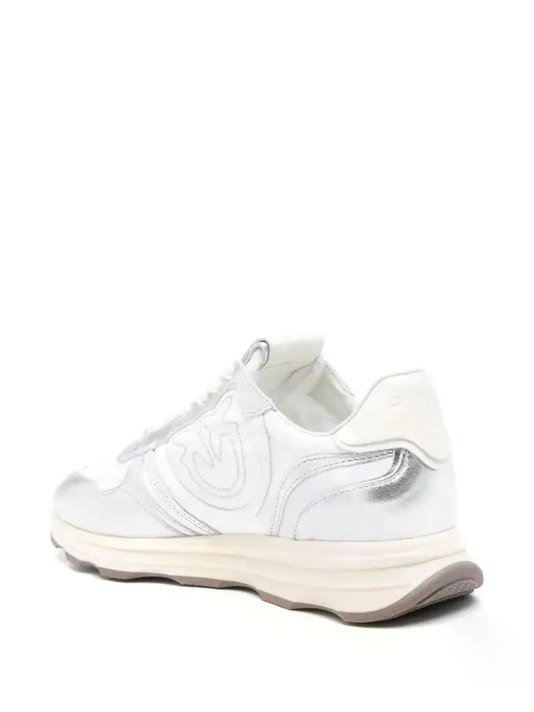 Pinko Love Birds-motif Lace Up Sneakers - Silver