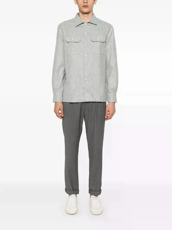 Brunello Cucinelli Mélange-effect Wool Shirt - Grey