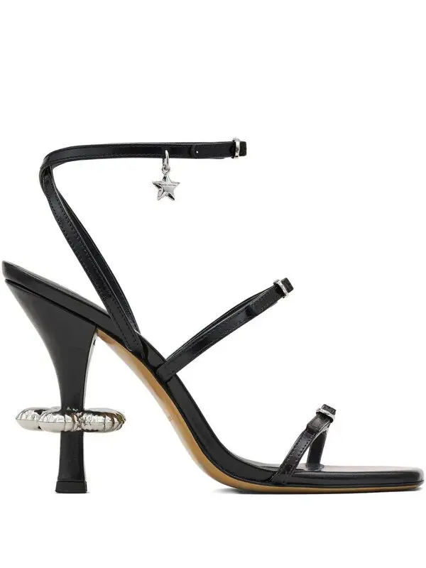 Marc Jacobs Daisy Leather Sandals With Sculptural Heel - Black