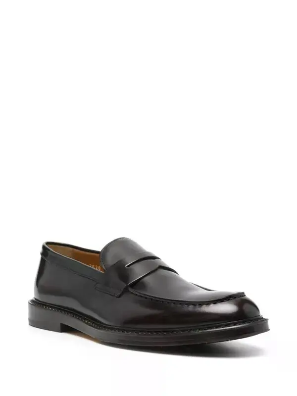 DOUCAL'S Chocolate Calf Leather Penny Loafers
