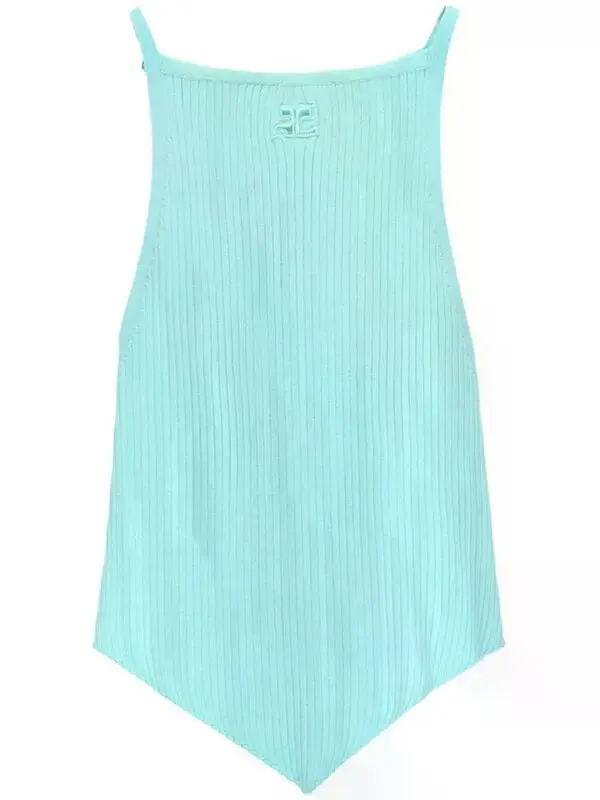 COURREGES Pointy Rib-knit Tank Top - Blue
