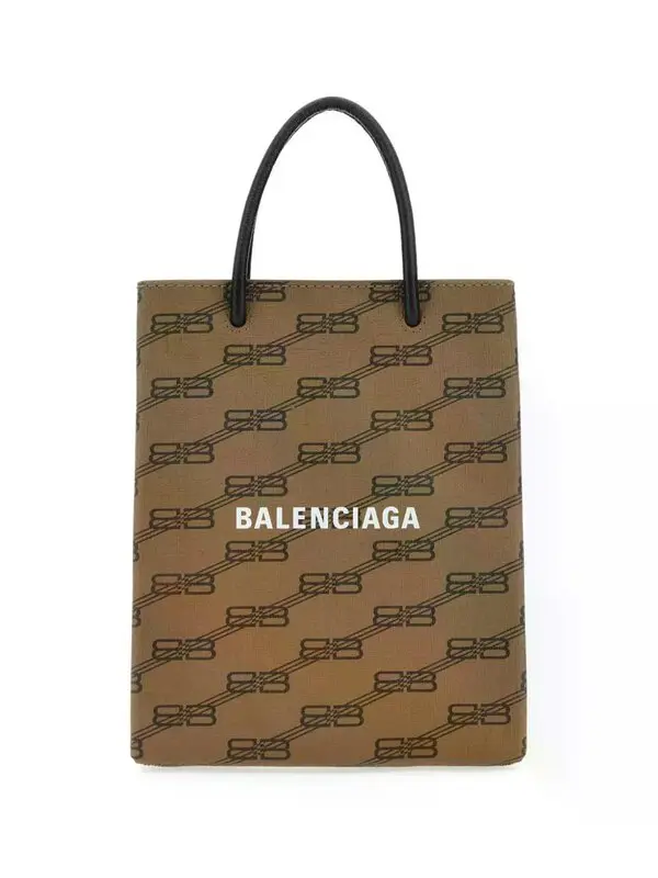 Balenciaga Bb Monogram-print Tote Bag - Brown