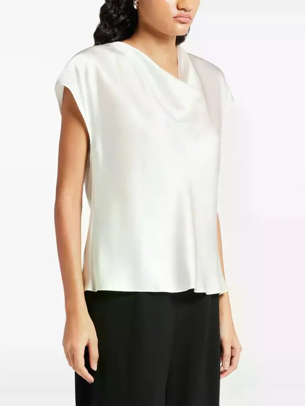 Vince Cowl Neck Silk Satin Blouse - Neutrals