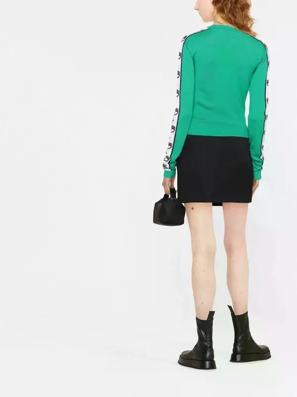 CHIARA FERRAGNI Logo Print Crew Neck Jumper - Green