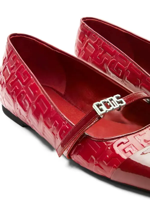 Gcds Monogram-print Patent Ballerinas
