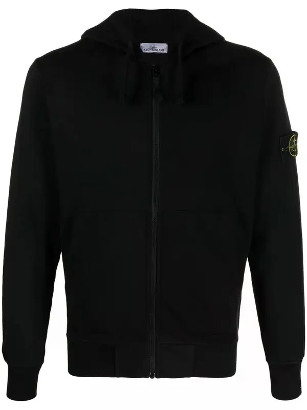 Stone Island Compass-badge Cotton Hoodie - Black