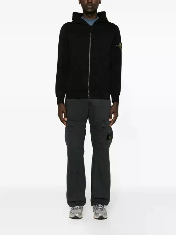 Stone Island Compass-badge Cotton Hoodie - Black