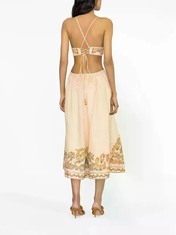Zimmermann Devi Halter Tie Midi Dress