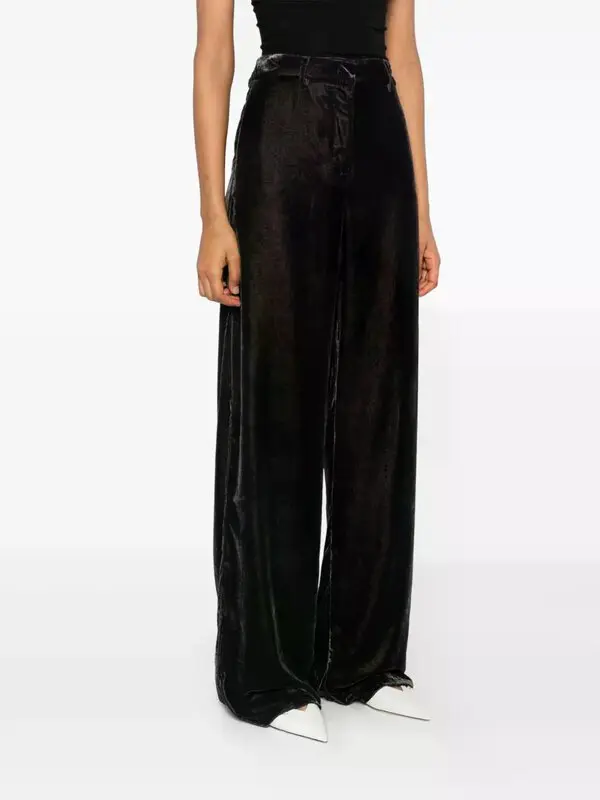 BLANCA VITA Velvet Palazzo Trousers - Grey