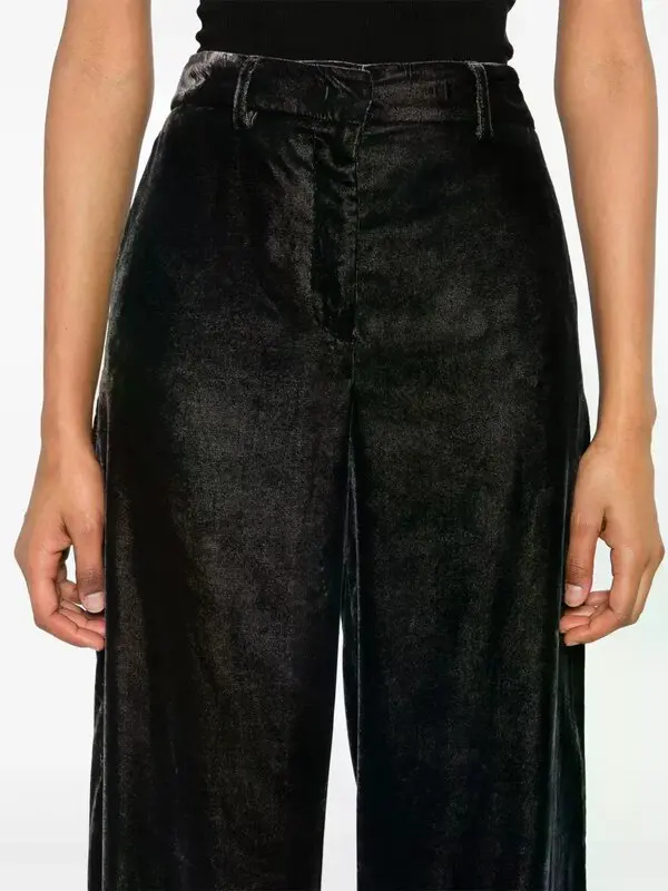 BLANCA VITA Velvet Palazzo Trousers - Grey