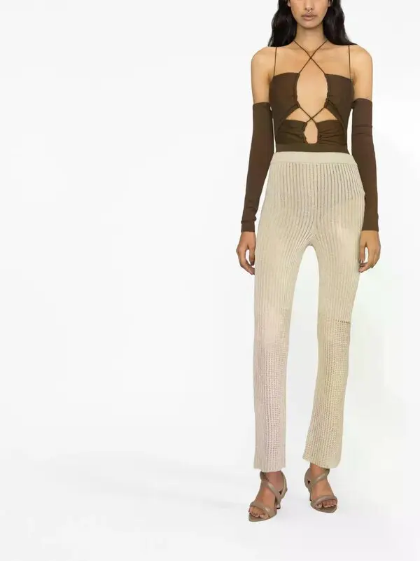 Nanushka High-waisted Ribbed Knit Trousers