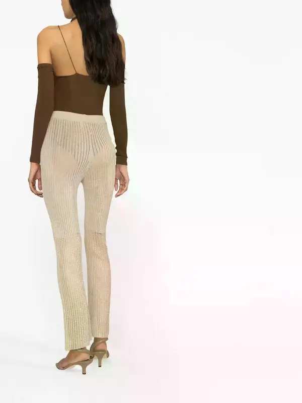 Nanushka High-waisted Ribbed Knit Trousers