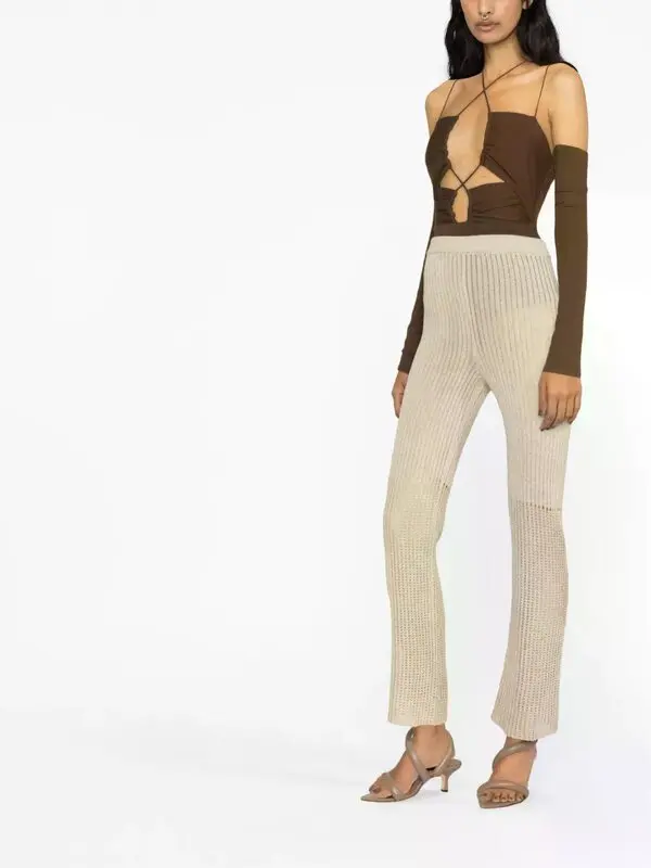 Nanushka High-waisted Ribbed Knit Trousers