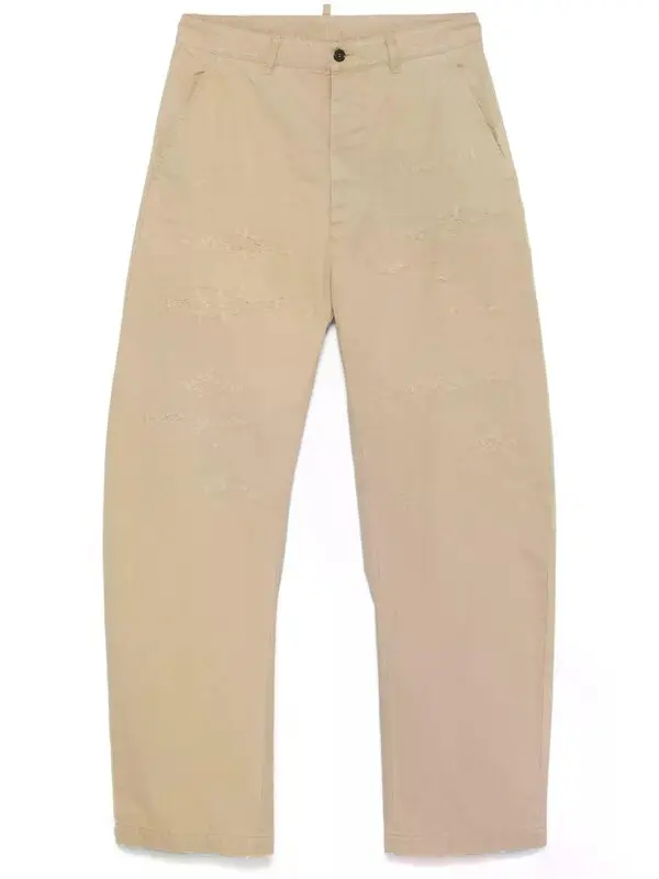 Dsquared2 Light Beige Distressed Cotton Trousers