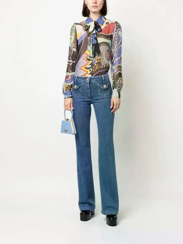 Moschino Abstract Pattern Pussybow Blouse