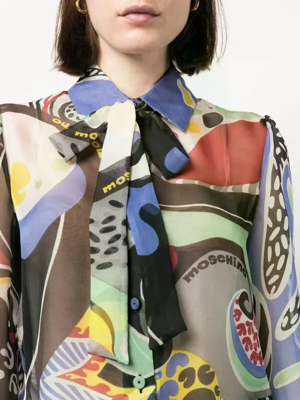 Moschino Abstract Pattern Pussybow Blouse