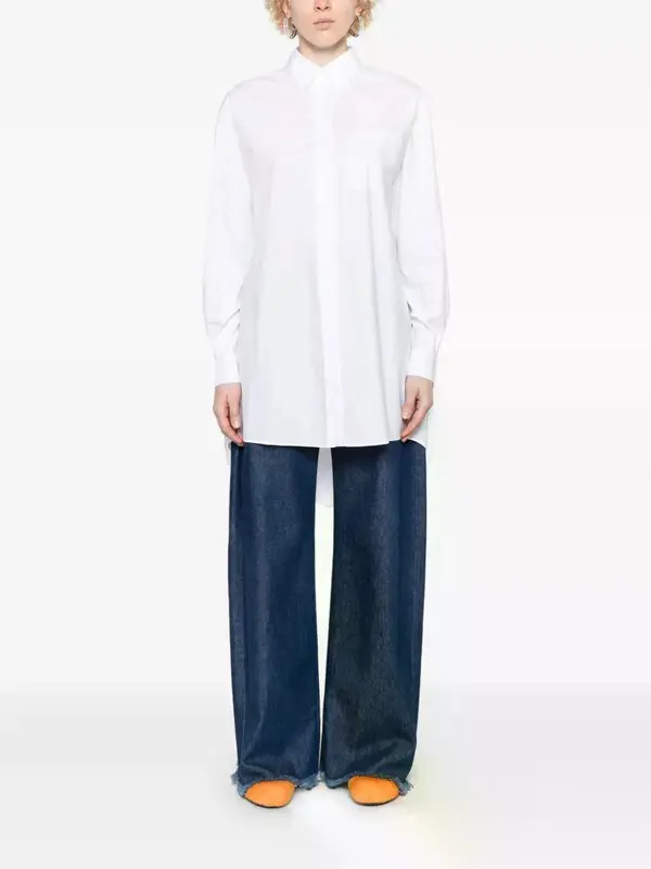 Moschino Cotton Blend Poplin Shirt With Fringe Detailing
