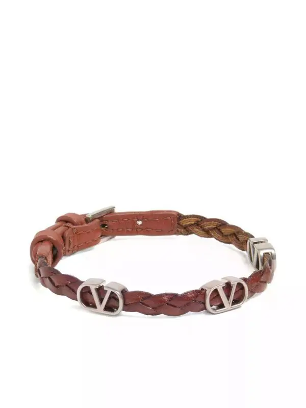 Valentino Garavani Vlogo Signature Braided Leather Bracelet