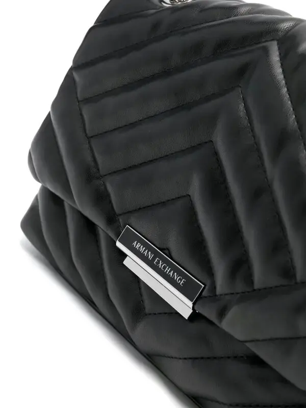 Armani Exchange Quilted Shoulder Bag With Logo Plaque