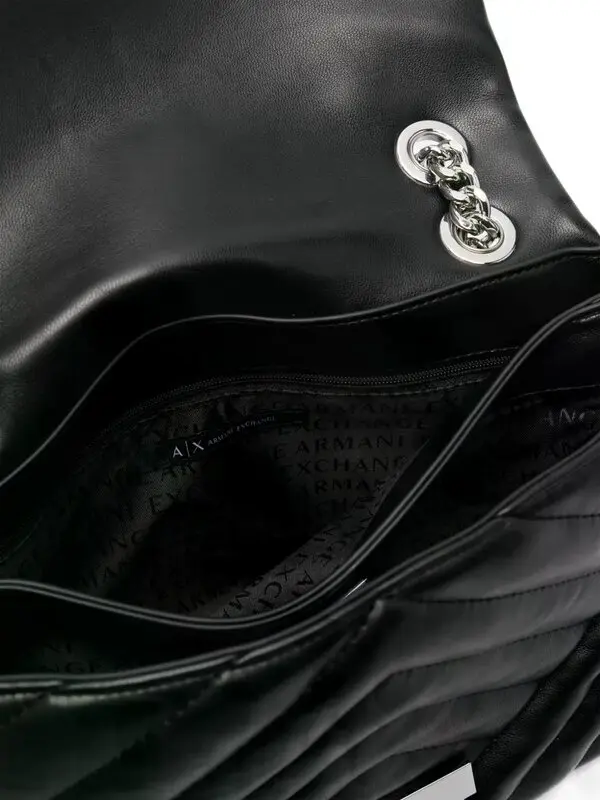 Armani Exchange Quilted Shoulder Bag With Logo Plaque