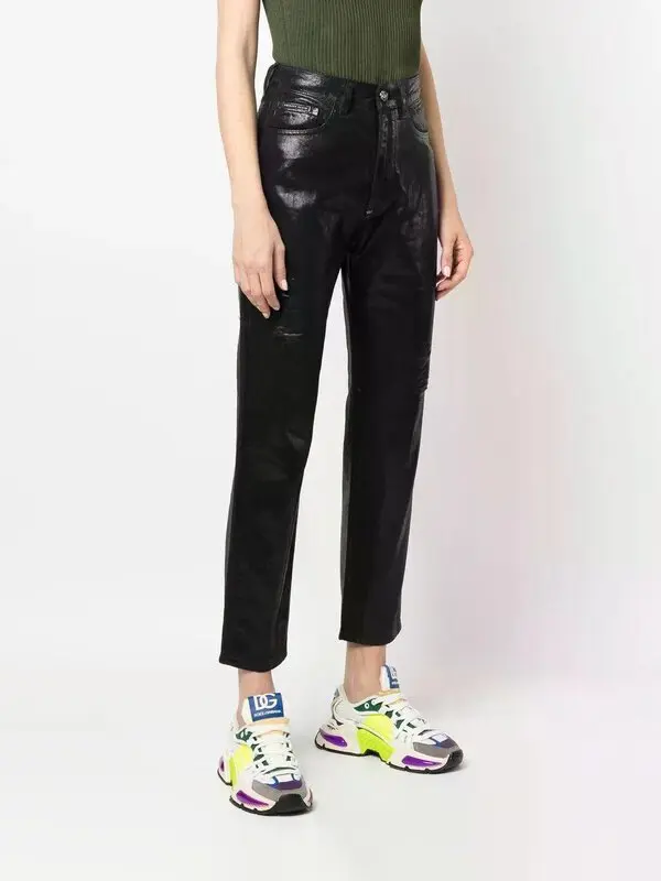 Philipp Plein Cropped Boyfriend Jeans With Metallic Effect