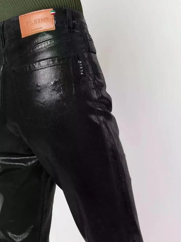Philipp Plein Cropped Boyfriend Jeans With Metallic Effect