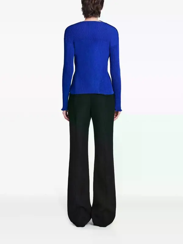 Proenza Schouler Ribbed Mock Neck Sweatshirt With Ruffle Cuffs