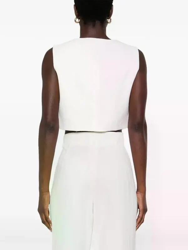 Sandro Pinstriped Cropped Vest - Neutrals