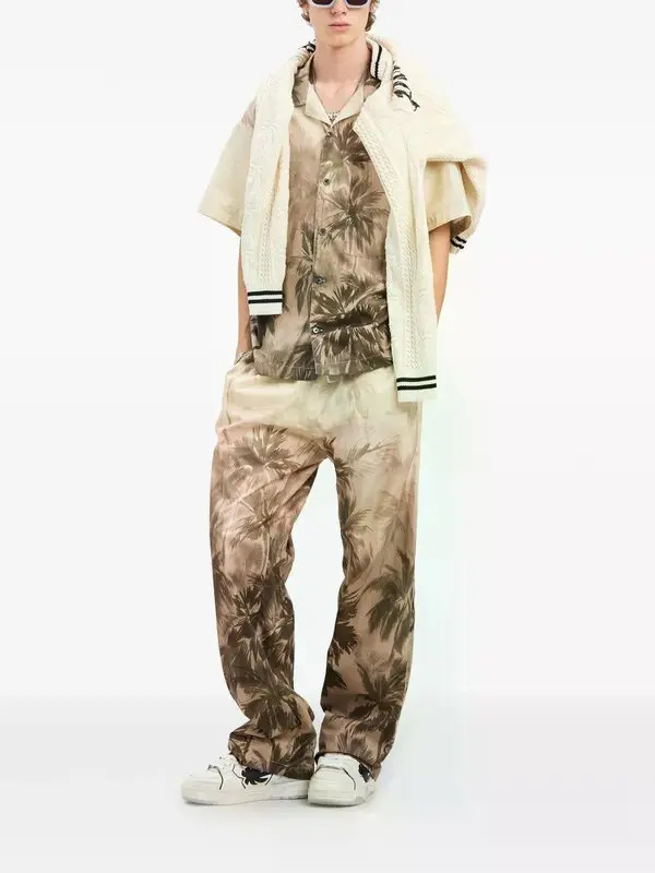 Palm Angels Sunset Palms Bowling Shirt - Neutrals