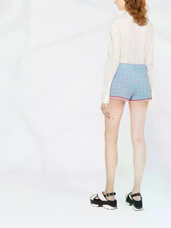 Moschino Houndstooth Pattern High-waisted Shorts - Blue