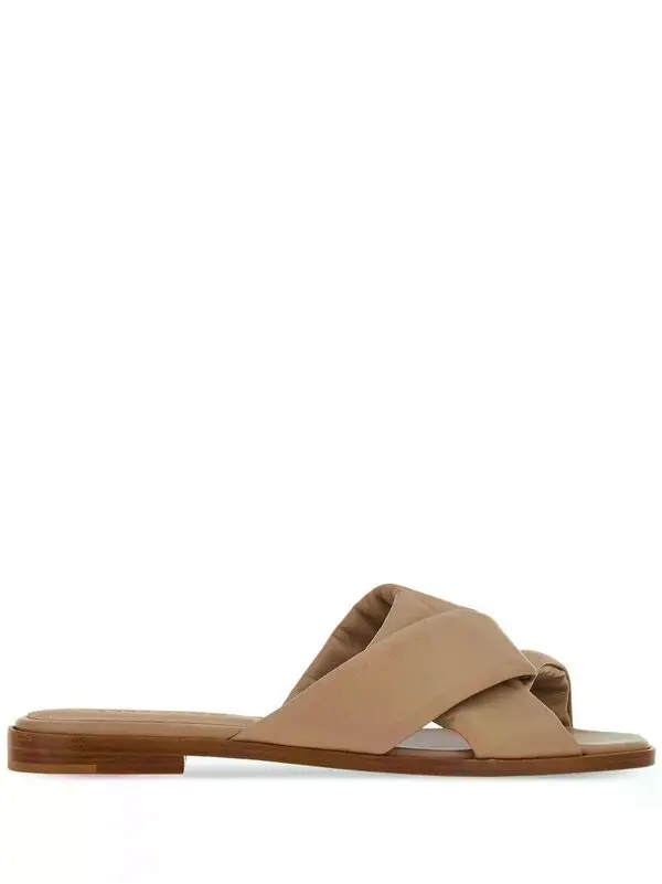 FERRAGAMO Calf Leather Knot Detail Slides