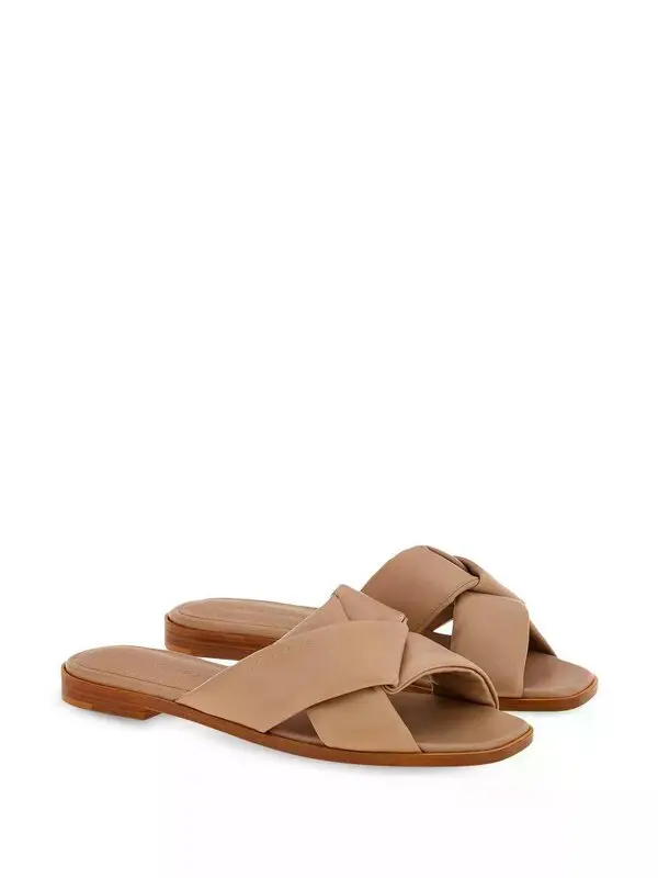 FERRAGAMO Calf Leather Knot Detail Slides
