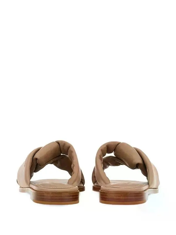 FERRAGAMO Calf Leather Knot Detail Slides
