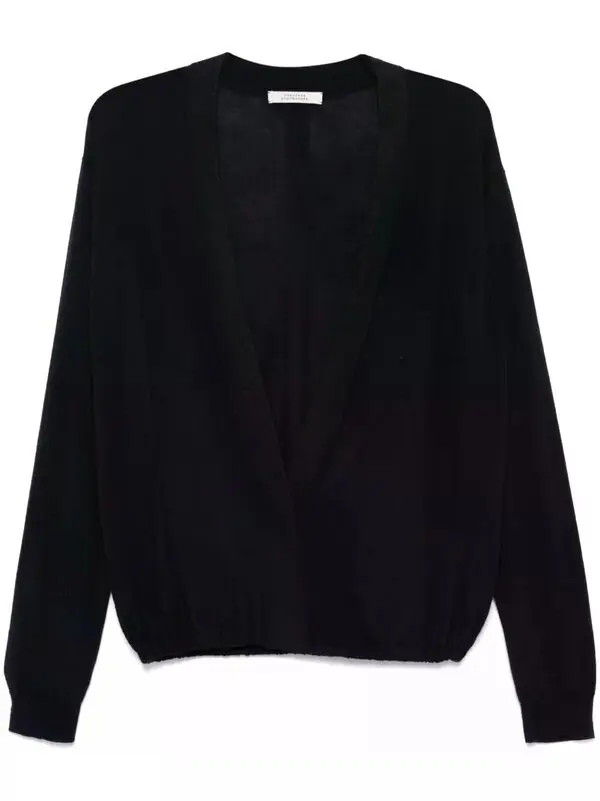 Dorothee Schumacher Navy Fine Knit Plunging V-neck Sweater