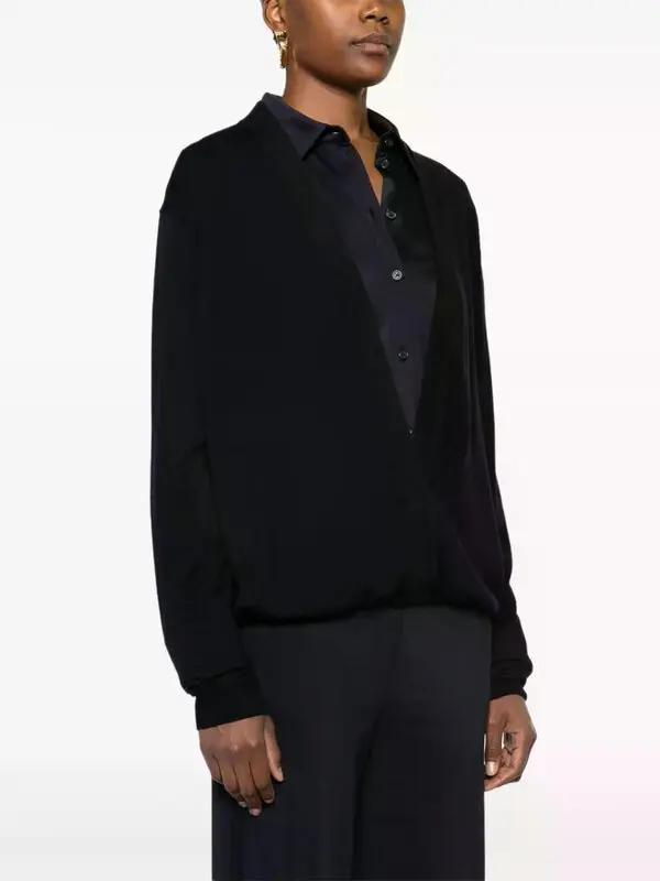 Dorothee Schumacher Navy Fine Knit Plunging V-neck Sweater