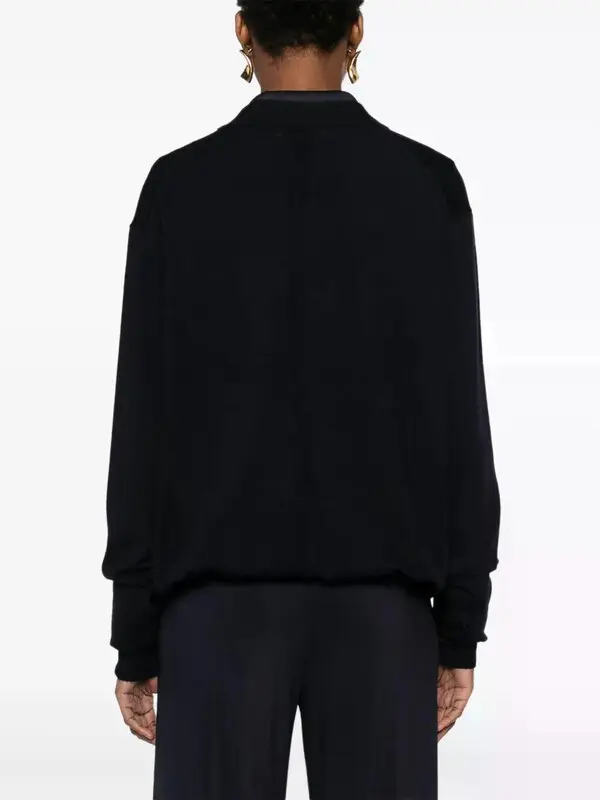 Dorothee Schumacher Navy Fine Knit Plunging V-neck Sweater