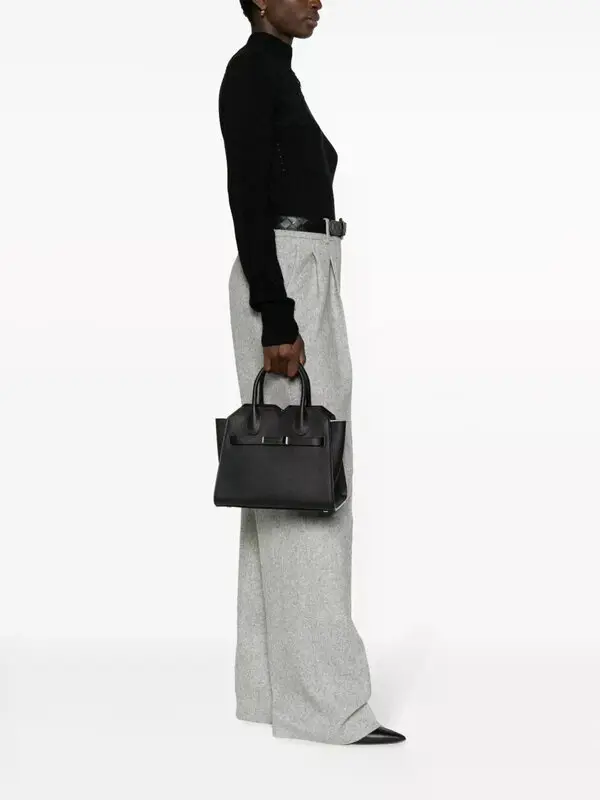 VALEXTRA Mini Milano Leather Tote Bag - Black