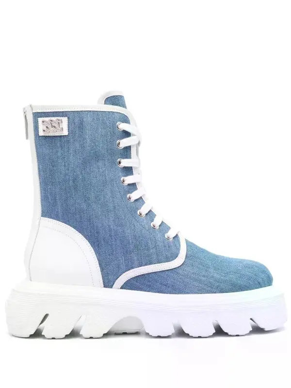 Casadei Generation C Denim Lace-up Boots