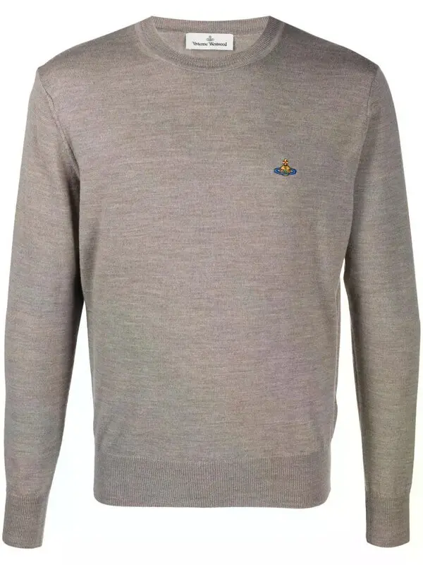VIVIENNE WESTWOOD Orb Embroidered Virgin Wool Jumper - Neutrals