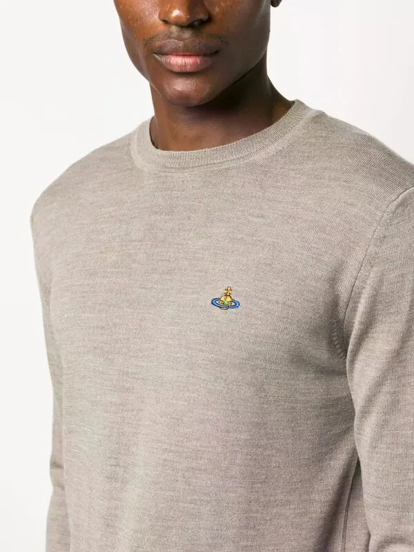 VIVIENNE WESTWOOD Orb Embroidered Virgin Wool Jumper - Neutrals