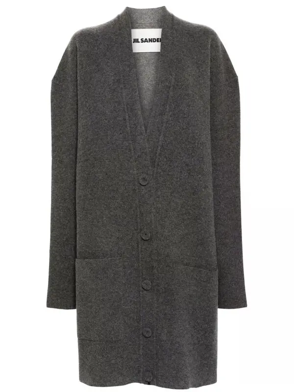 JIL SANDER Dark Virgin Wool-cashmere Blend Drop Shoulder Cardigan