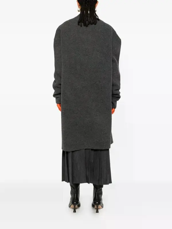 JIL SANDER Dark Virgin Wool-cashmere Blend Drop Shoulder Cardigan