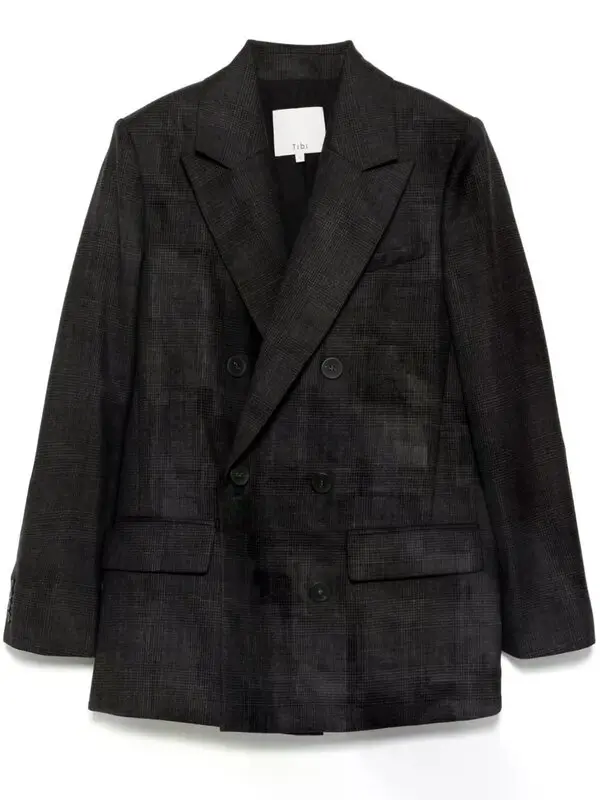 Tibi Check Dennis Cutout Blazer