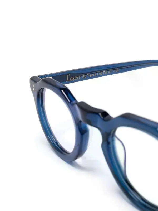 LESCA Pica Round Frame Eyeglasses - Blue