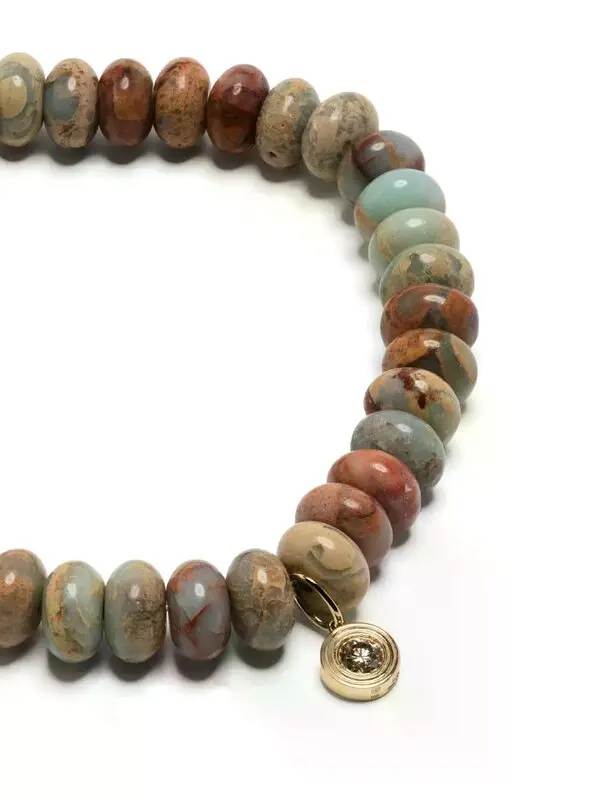 SYDNEY EVAN 14kt Yellow Gold Diamond Charm Jasper Bracelet
