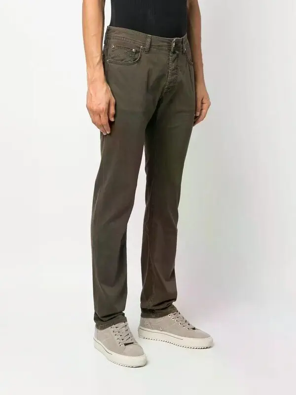 Jacob Cohen Logo-patch Straight-leg Trousers - Brown