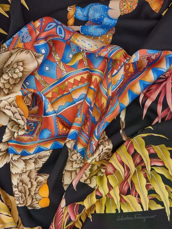 FERRAGAMO India-print Silk Scarf