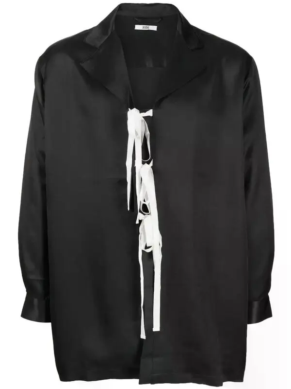 BODE Silk Tie-fastening Shirt - Black