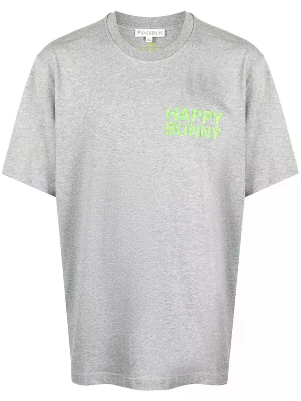 JW Anderson Graphic-print Organic Cotton T-shirt - Grey